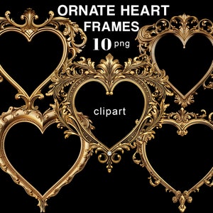 Vintage Ornate Heart Frames Clipart, Antique Frames PNG Clip Art ...