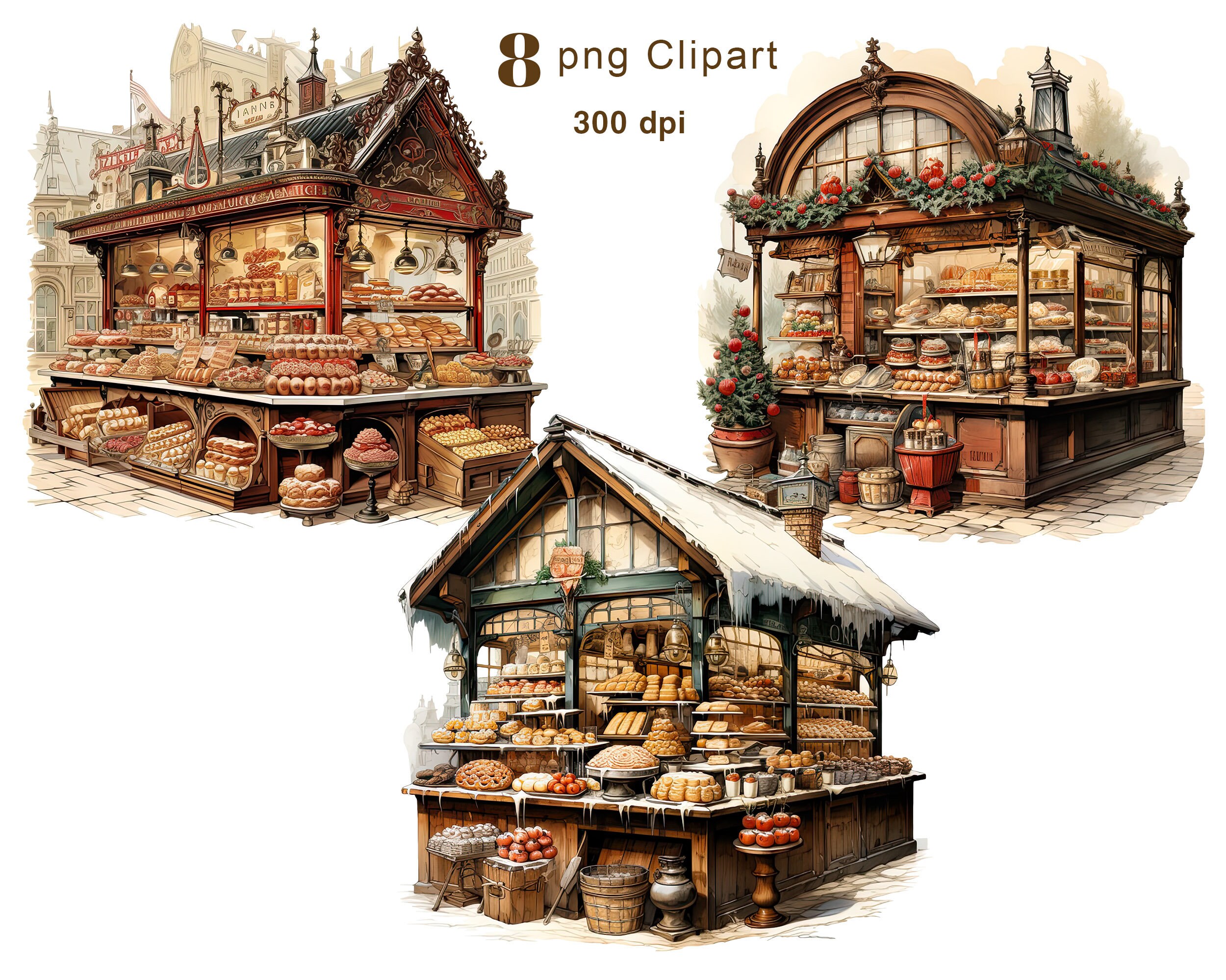 Christmas Market Clipart, Winter Stall, Christmas Shop, PNG Graphics ...