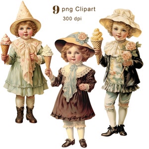 Vintage Ice Cream Girl Clipart, Girl Eat Ice Cream PNG Clipart, Summer ...