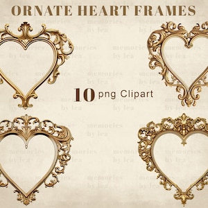 Vintage Ornate Heart Frames Clipart, Antique Frames PNG Clip Art ...