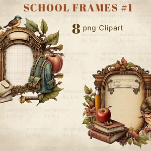 School Frames #1 Clipart, Back to School Graphic for Scrapbook, Junk ...