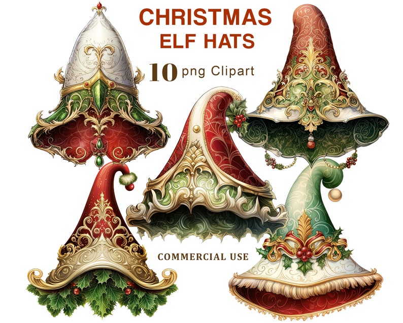 Christmas Elf Hats Clipart Christmas Hat PNG Clip Art Elf - Etsy