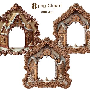Vintage Gingerbread Frames, Png Christmas Clipart Set, Scrapbook ...