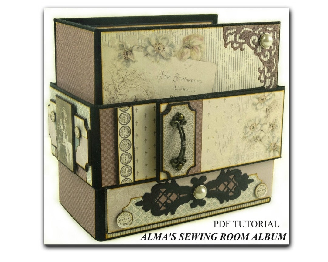Alma's Sewing Room Mini Album PDF Tutorial, Scrapbook Tutorial, Mini ...