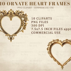 Vintage Ornate Heart Frames Clipart, Antique Frames PNG Clip Art ...