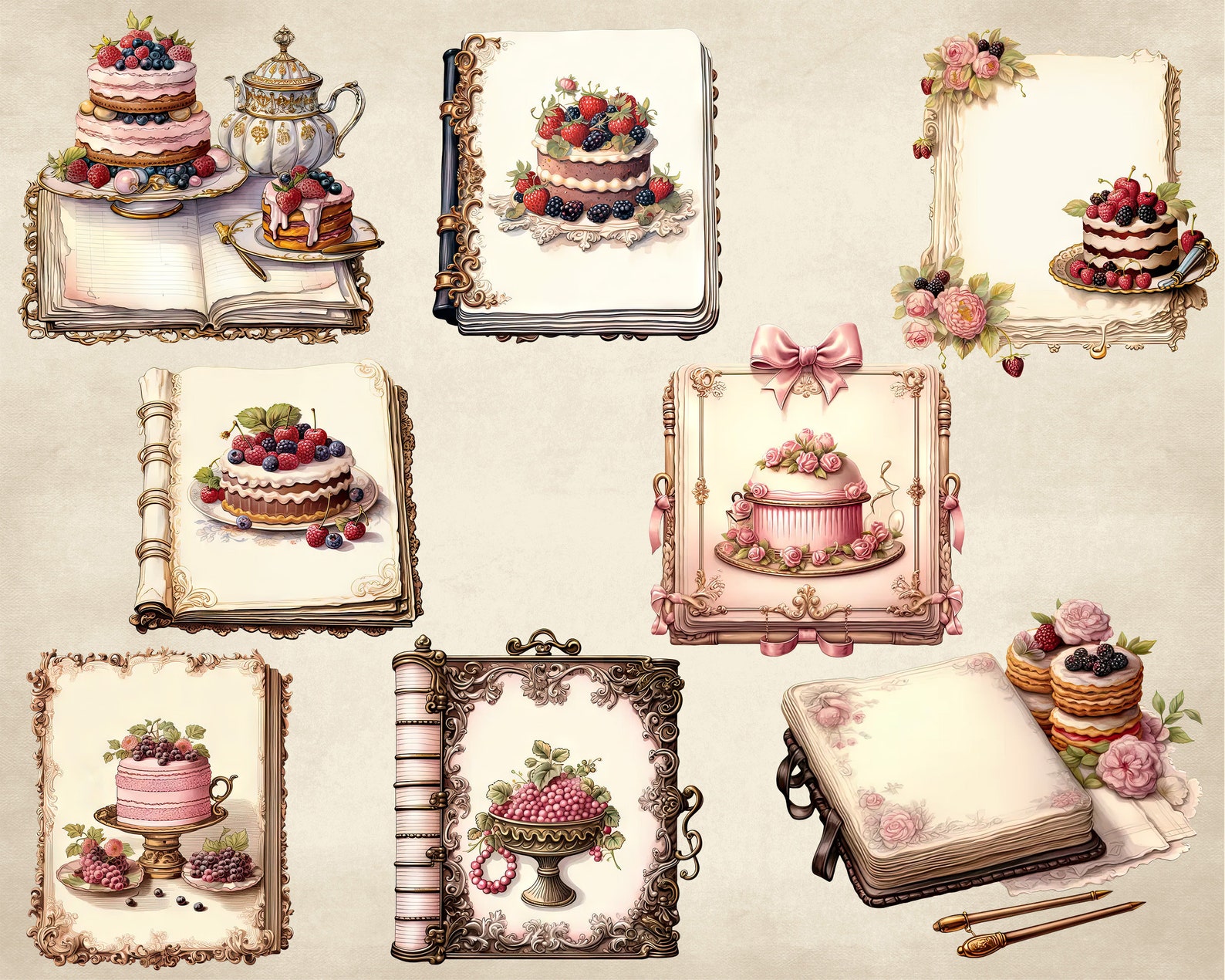 Vintage Recipe Book Clipart, Baking, Cooking, Cookbook PNG Clipart ...