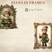 Vintage Christmas Elves, Holiday PNG Clipart, Elves in Frames Digital ...