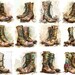 Vintage Watercolor Boots Clipart, High Button Boots JPG Graphics for ...