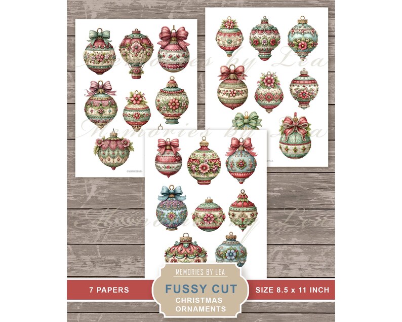 Junk Journal, Victorian Christmas Ornament Fussy Cut, Christmas Bauble ...