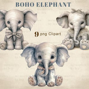 Boho Baby Elephant Clipart, Elephant Baby Toy PNG Clipart, Toy, Animal ...