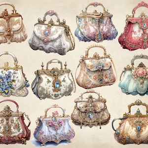 Vintage Rococo Handbags Clipart, Antique Handbag PNG Clipart, Vintage ...