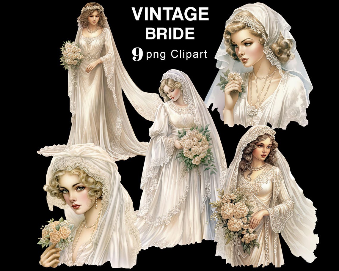 Bride, Vintage Clipart, PNG Wedding Clipart, Junk Journal, Scrapbooking ...