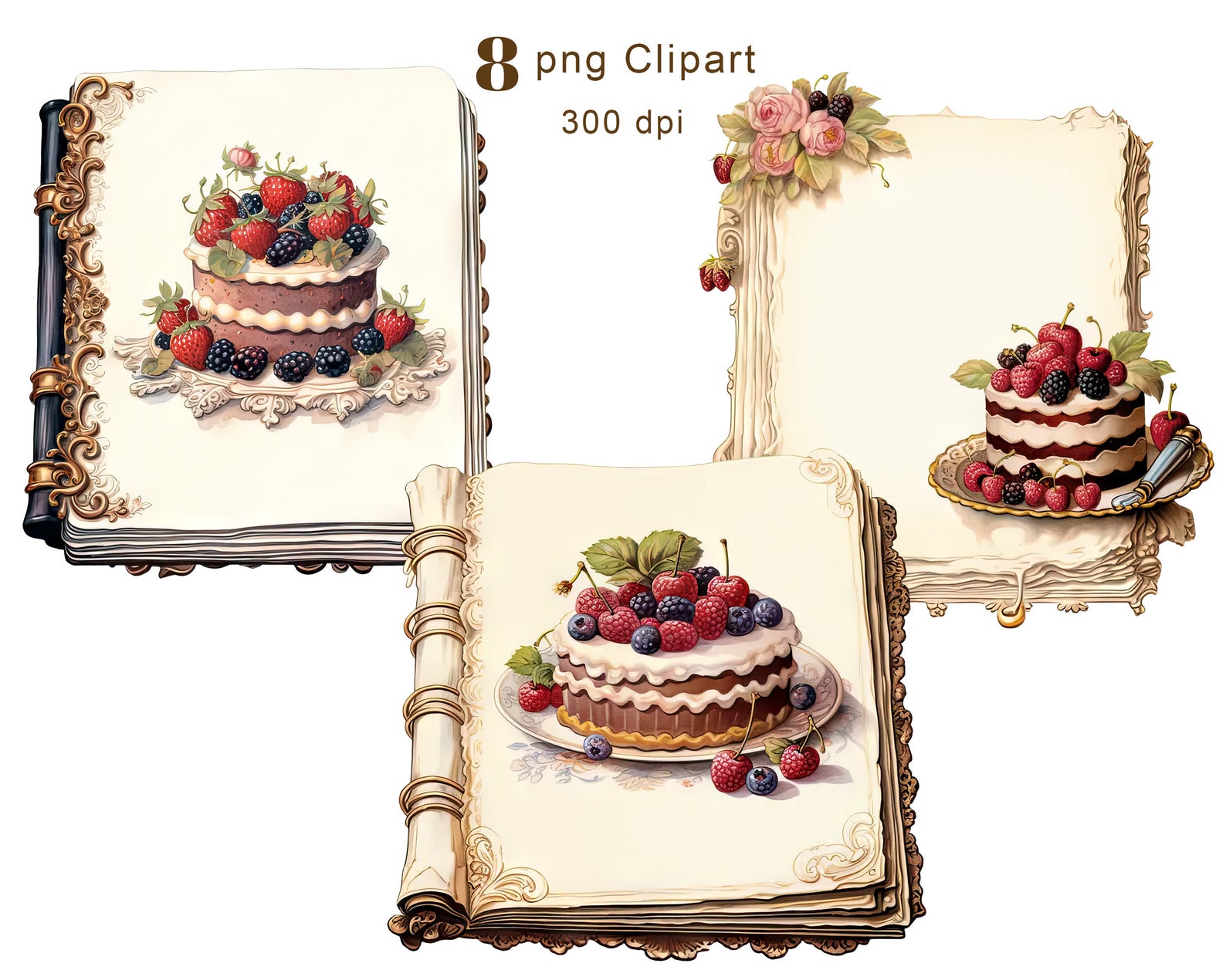 Vintage Recipe Book Clipart, Baking, Cooking, Cookbook PNG Clipart ...