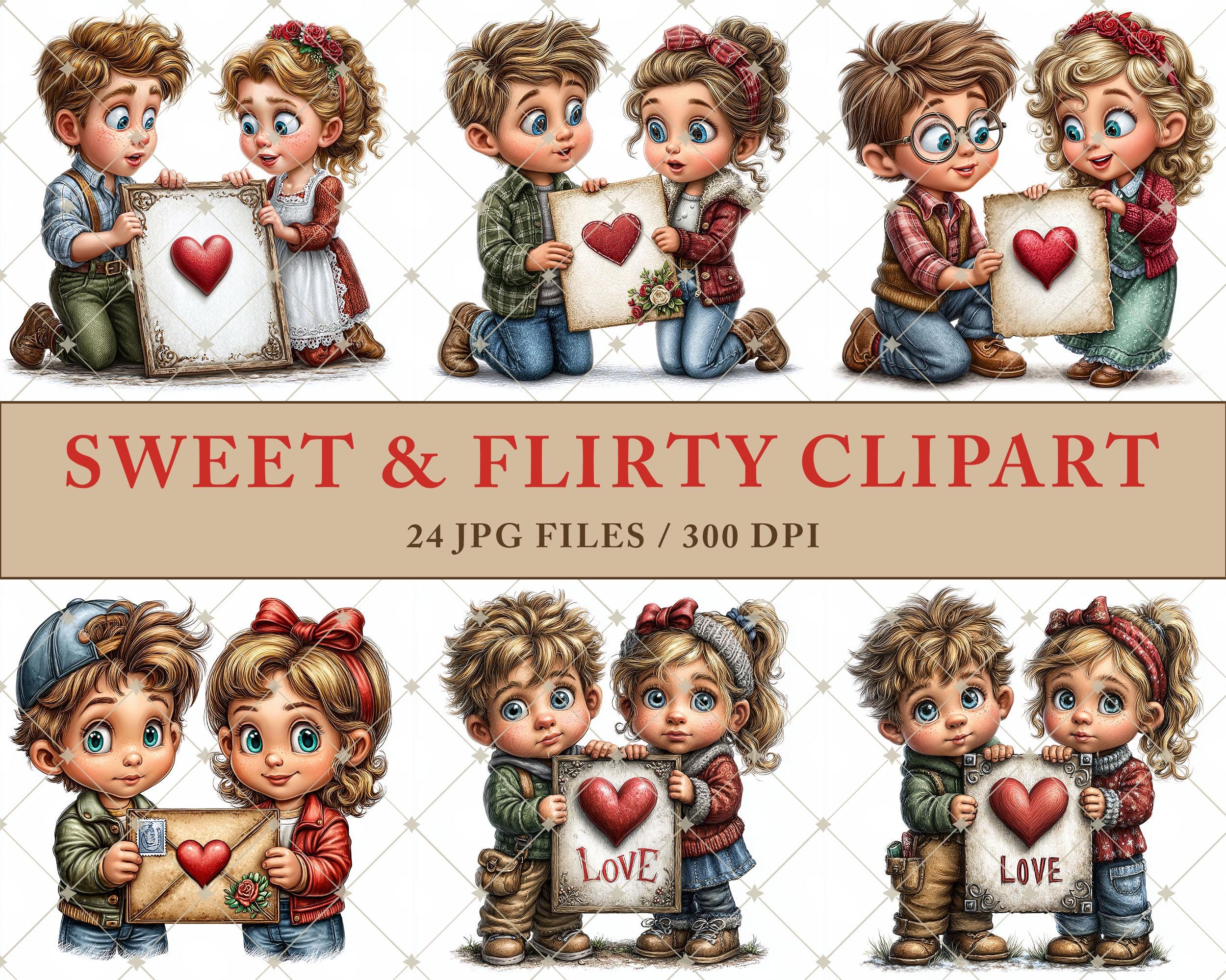 Romantic Couple Clipart: Valentine's Day JPG Illustrations (digital ...