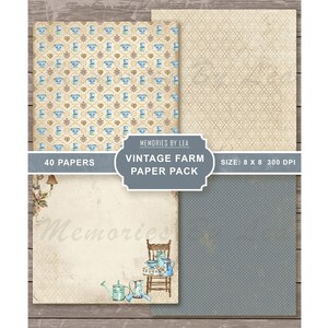 Vintage Farm Printable Digital Paper Pack, Farmhouse Digital ...