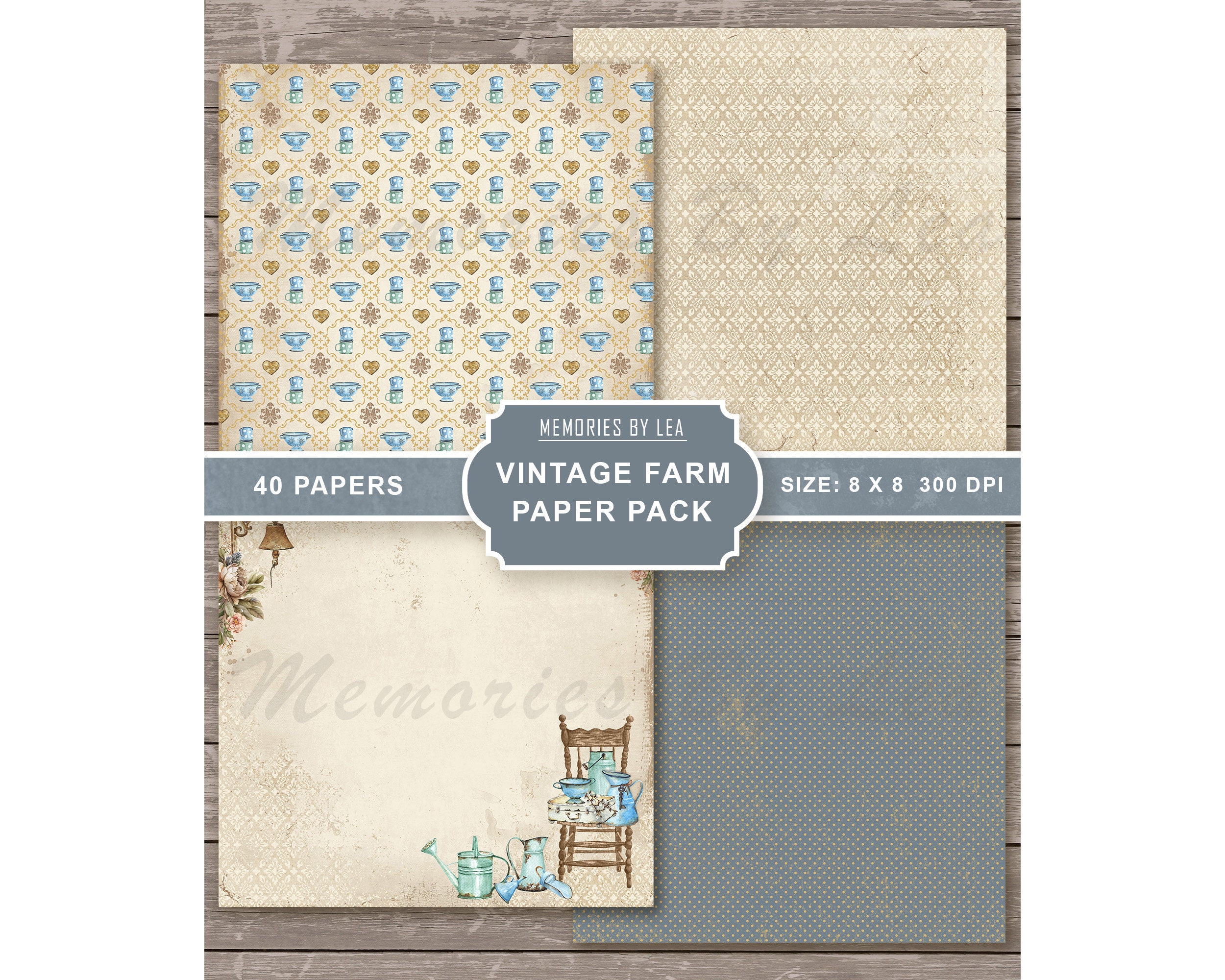 Vintage Farm Printable Digital Paper Pack, Farmhouse Digital ...