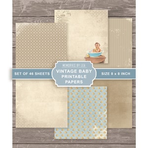 Vintage Baby Boy Printable Paper Pack, Digital Paper, Baby Printable ...