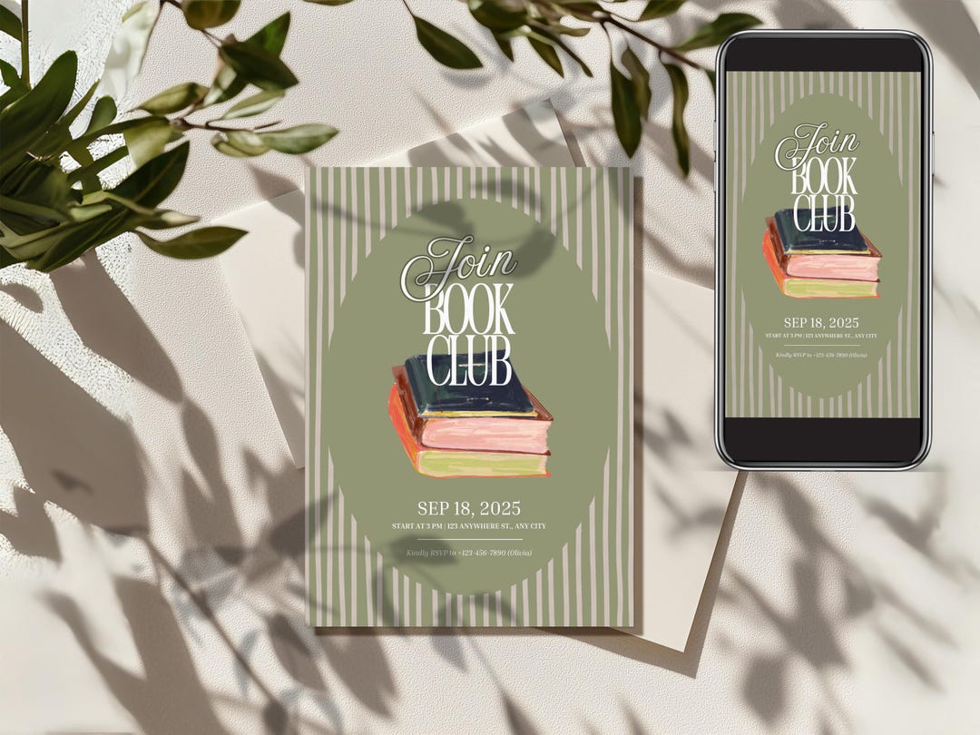 Book Club Invitation Template, Editable on Canva - Etsy