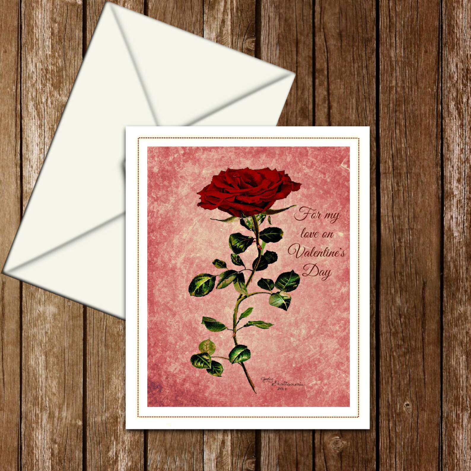 Red Rose Valentine's Day Card - Etsy