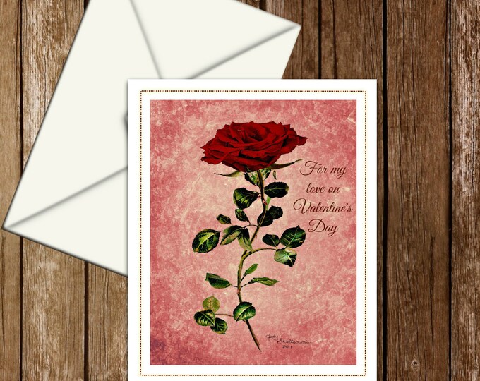 Red Rose Valentine's Day Card - Etsy