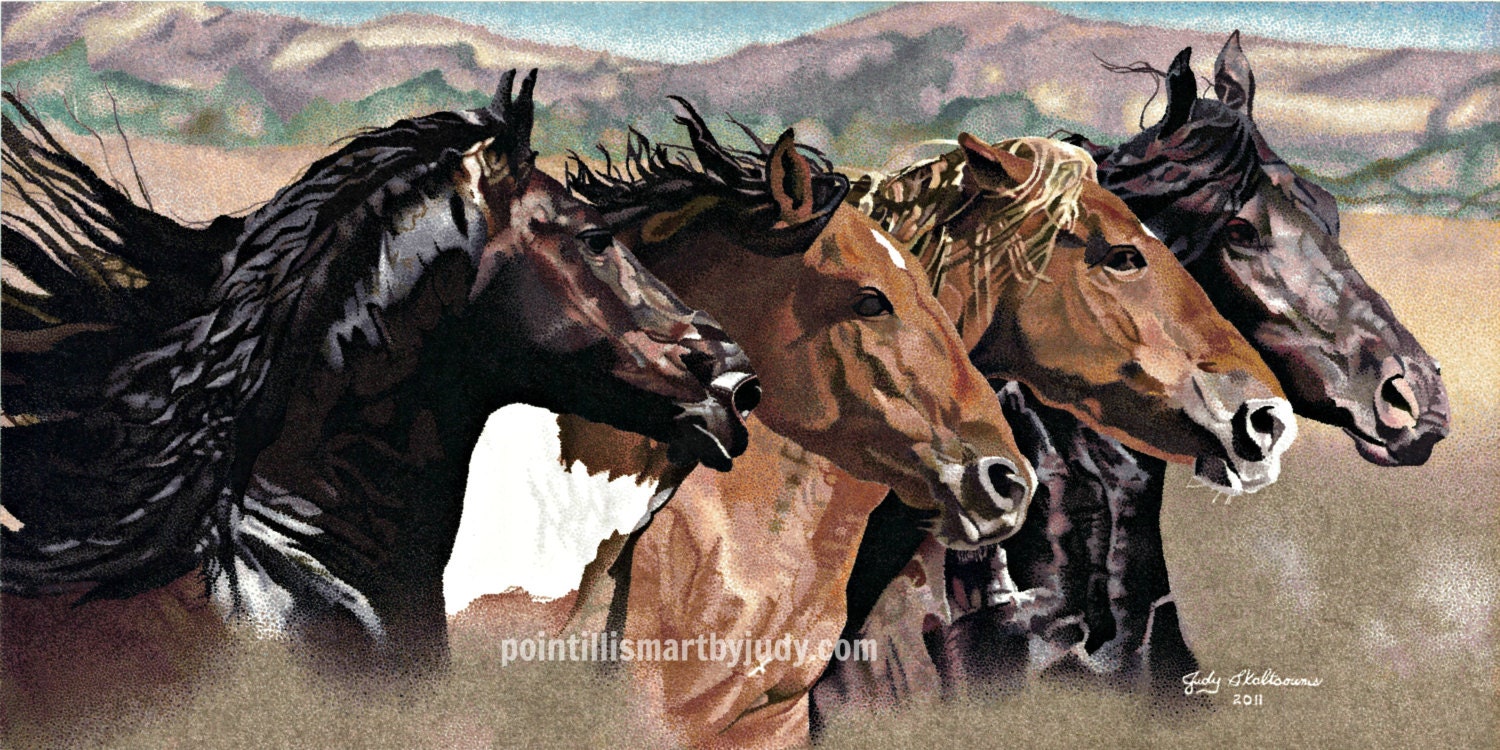 Four Horses Art Print - Etsy