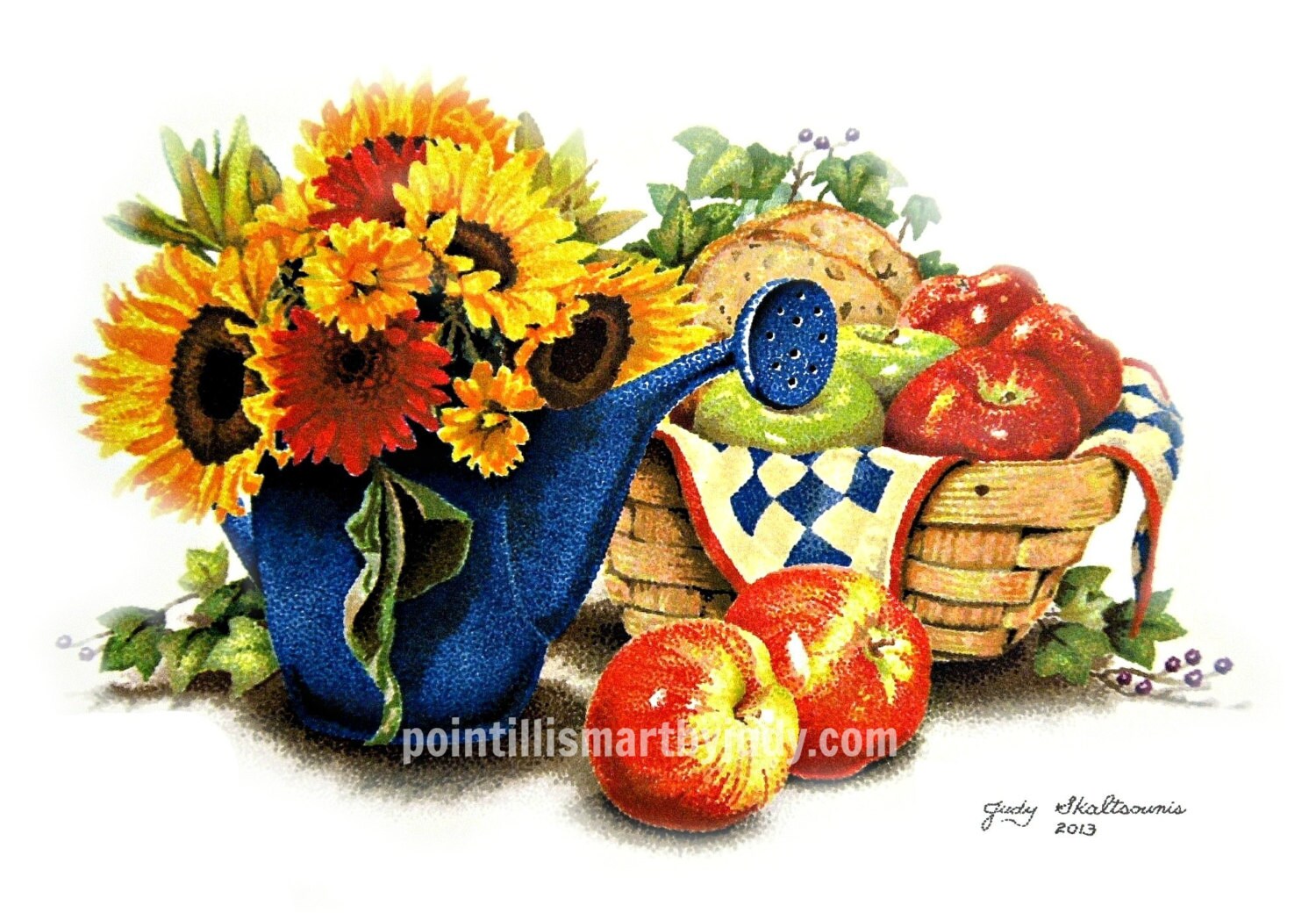 Sunflowers and Apples Art Print - Etsy