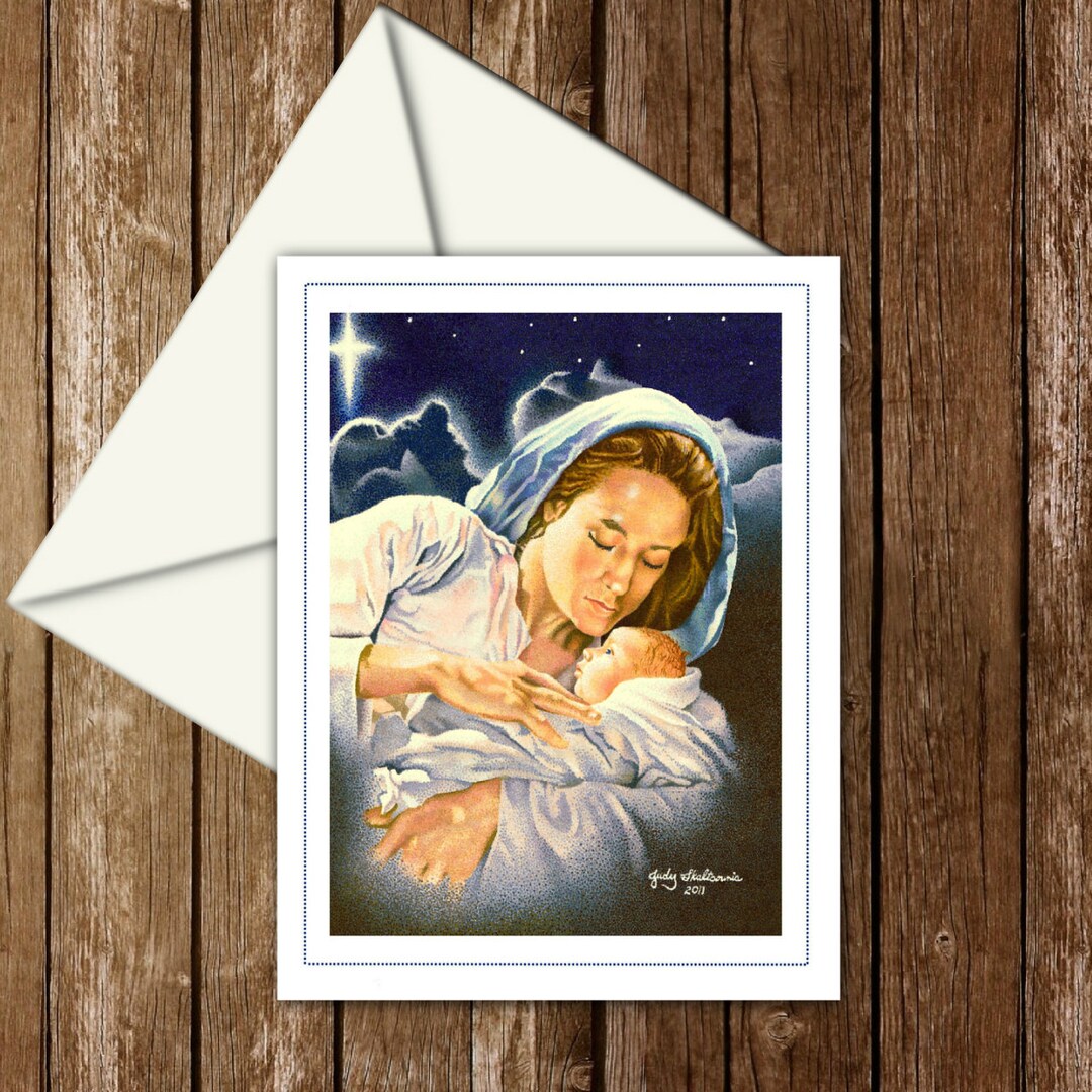 Mary and Babe Christmas Card - Etsy
