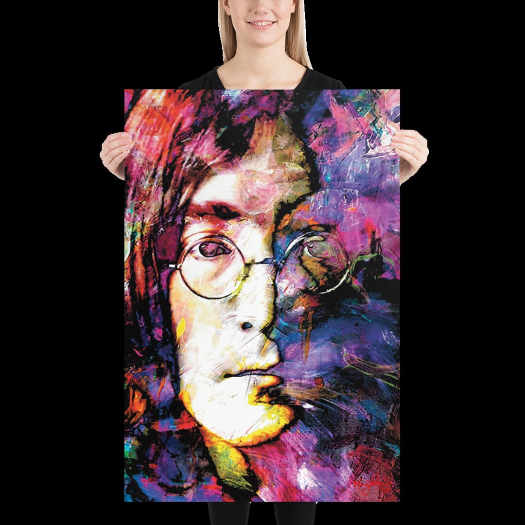 Hand-signed Vibrant John Lennon Wall Art Poster by Renowned Artist Mark ...