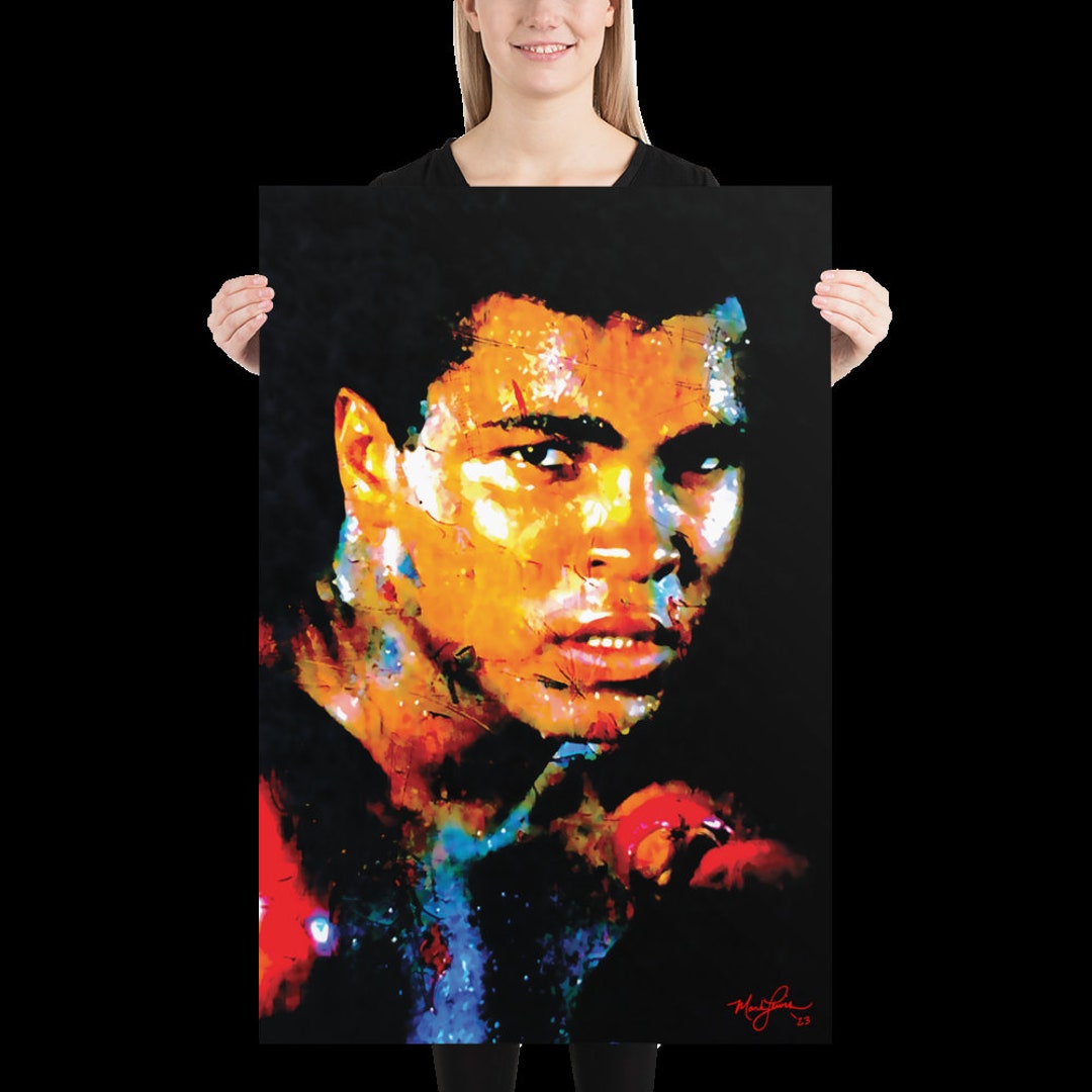 Hand-signed Vibrant Muhammad Ali Wall Art Poster by Renowned Artist ...