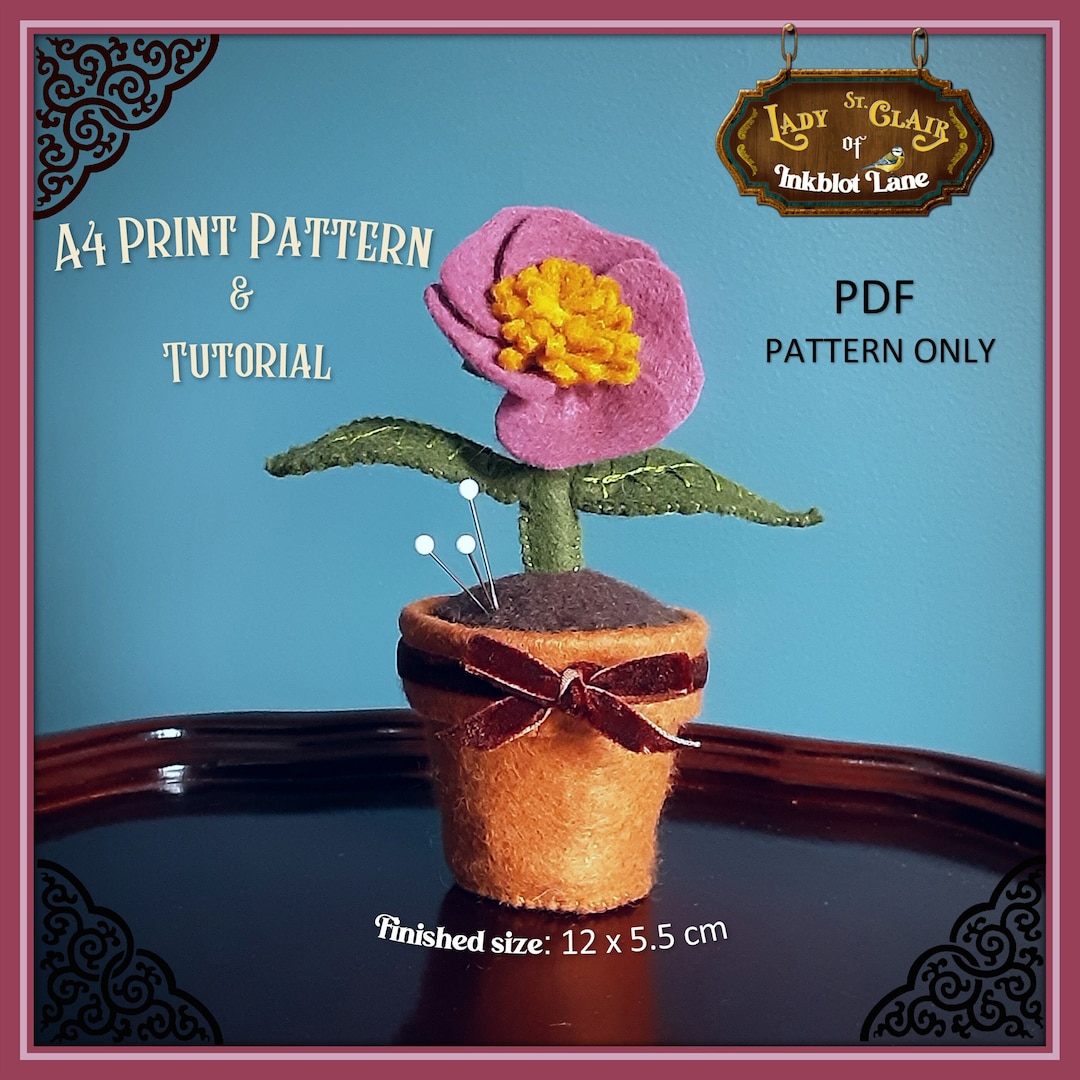 Flower Pot Pin Cushion SEWING PATTERN & Tutorial PDF Instant Download ...