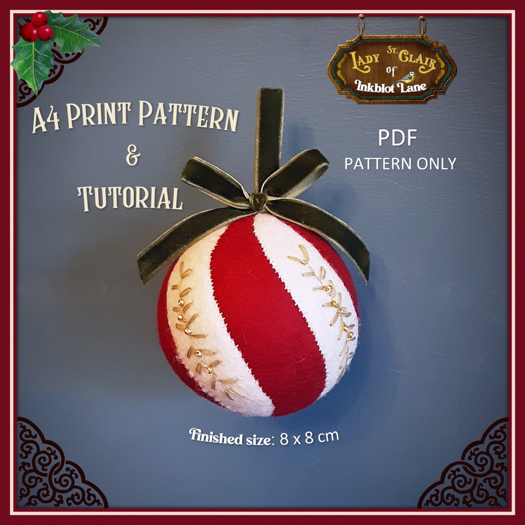 Candy Bauble Felt Ornament SEWING PATTERN & Tutorial PDF Instant ...