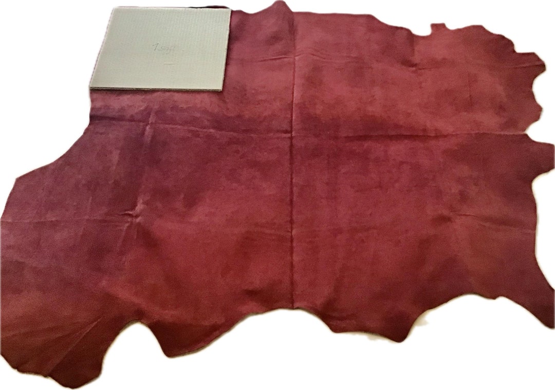 Pig Skin Leather Suede Hides, Burgundy/red Large Soft Hides, Suede ...