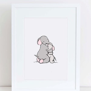 INSTANT DOWNLOAD Nursery Art - Hugging Elephants - Baby Decor ...