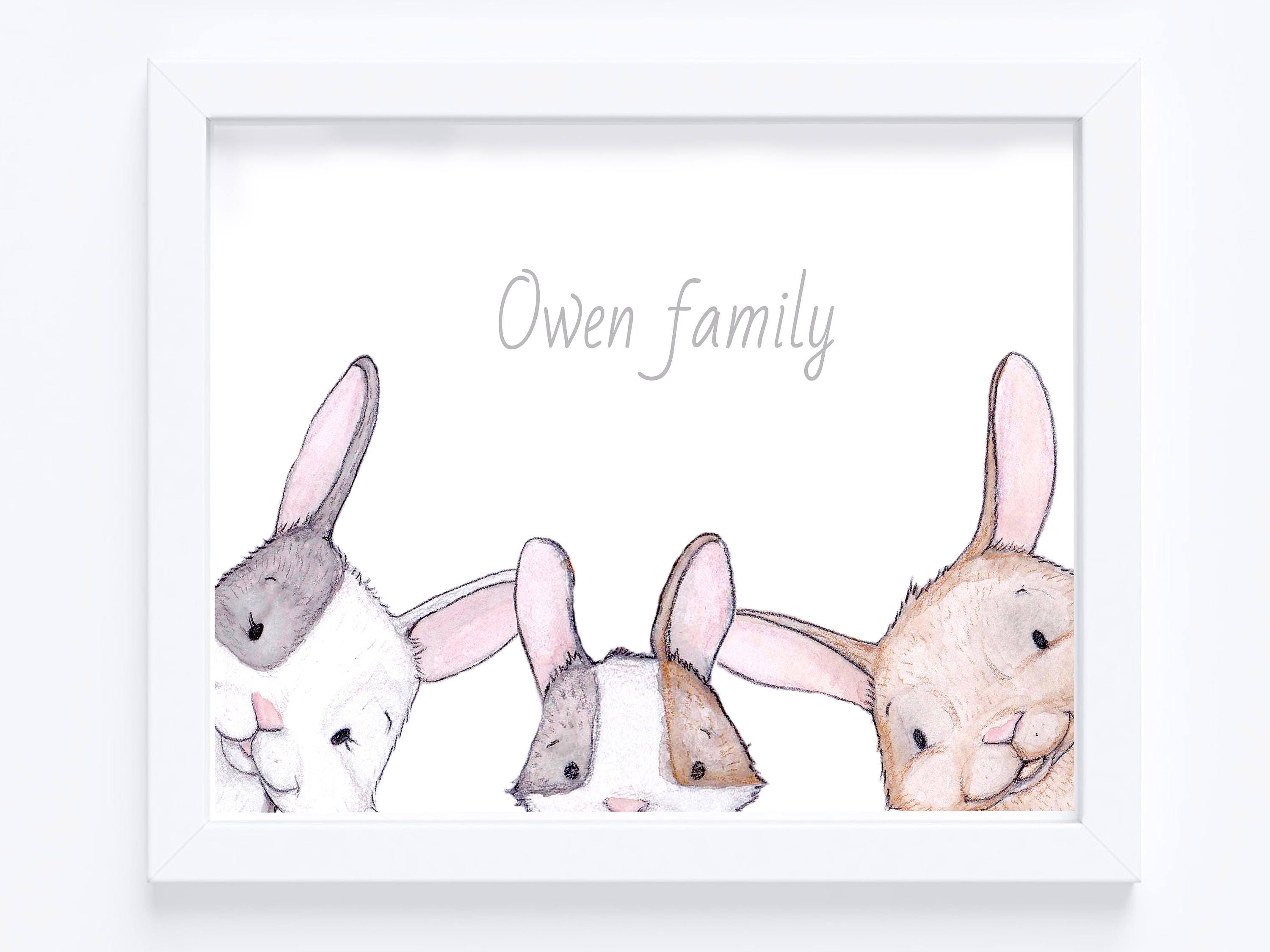 Nursery Art Rabbit Family Illustration Childrens Wall Art - Etsy UK