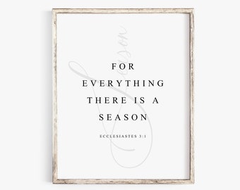 Ecclesiastes 3:1 Bible Quote Wall Art, for Everything There is a Season ...