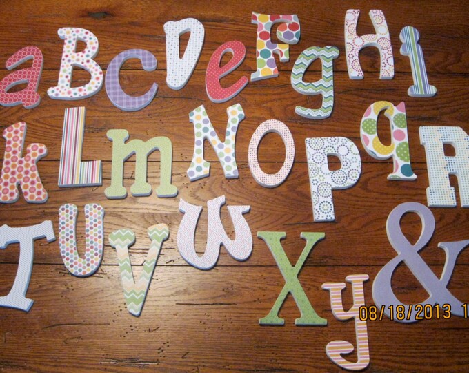 Wooden Alphabet Letters Set Playful Patterns 5-6 Inch - Etsy