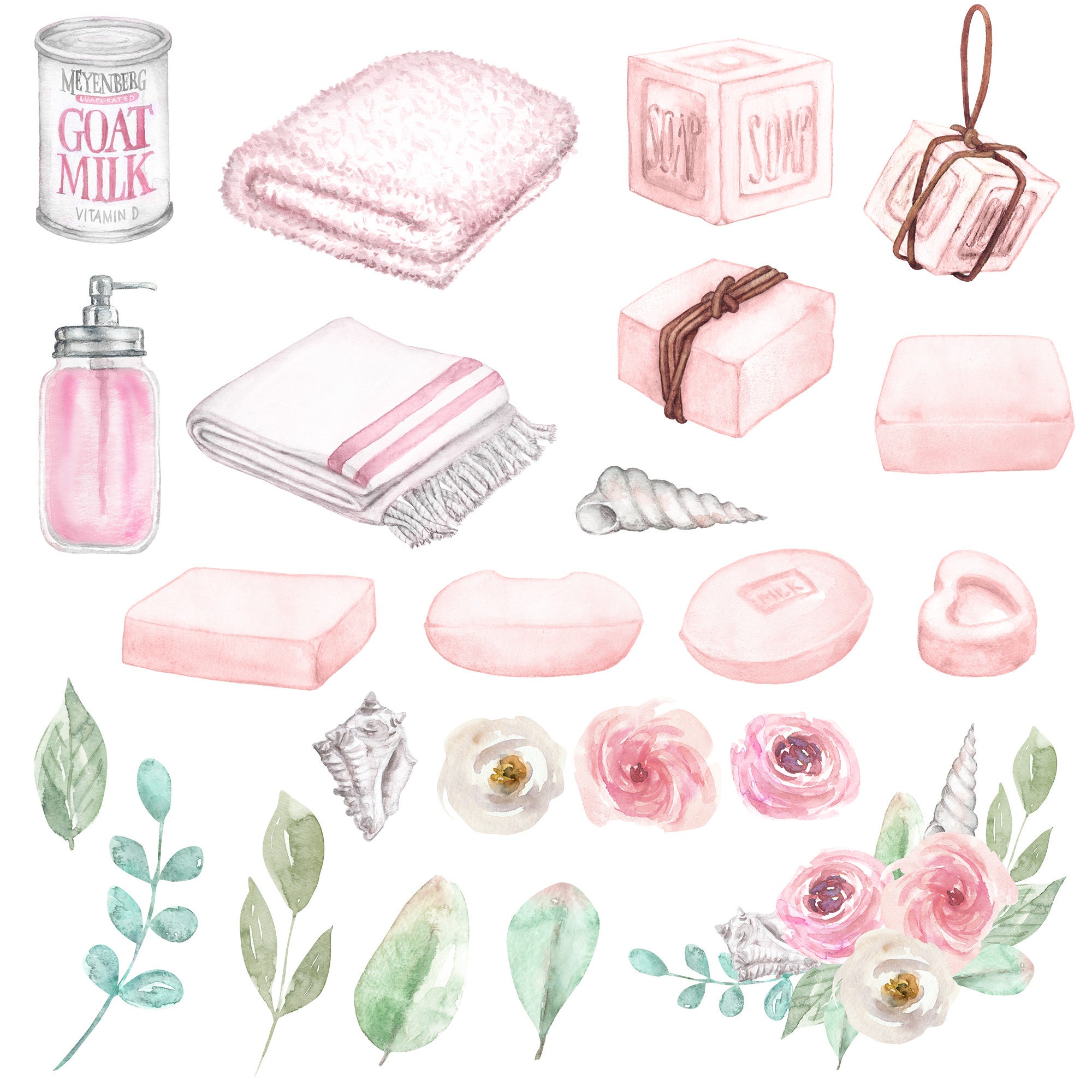 Paper, Party & Kids rose flowers canned milk pink color soap sea snails ...