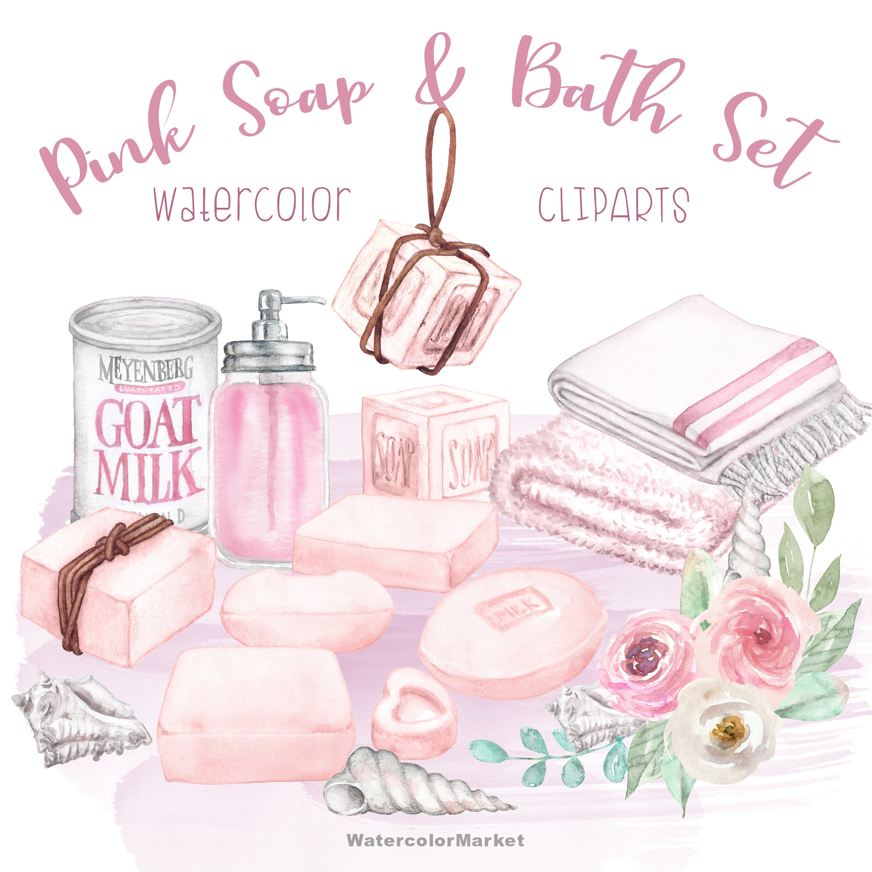 Paper, Party & Kids rose flowers canned milk pink color soap sea snails ...