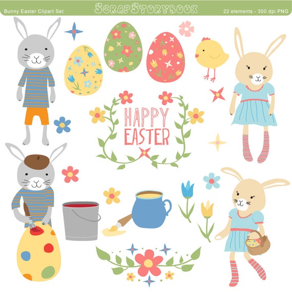 Scrapbooking Bunny Easter Kit 300 dpi PNG and vector EPS digital ...
