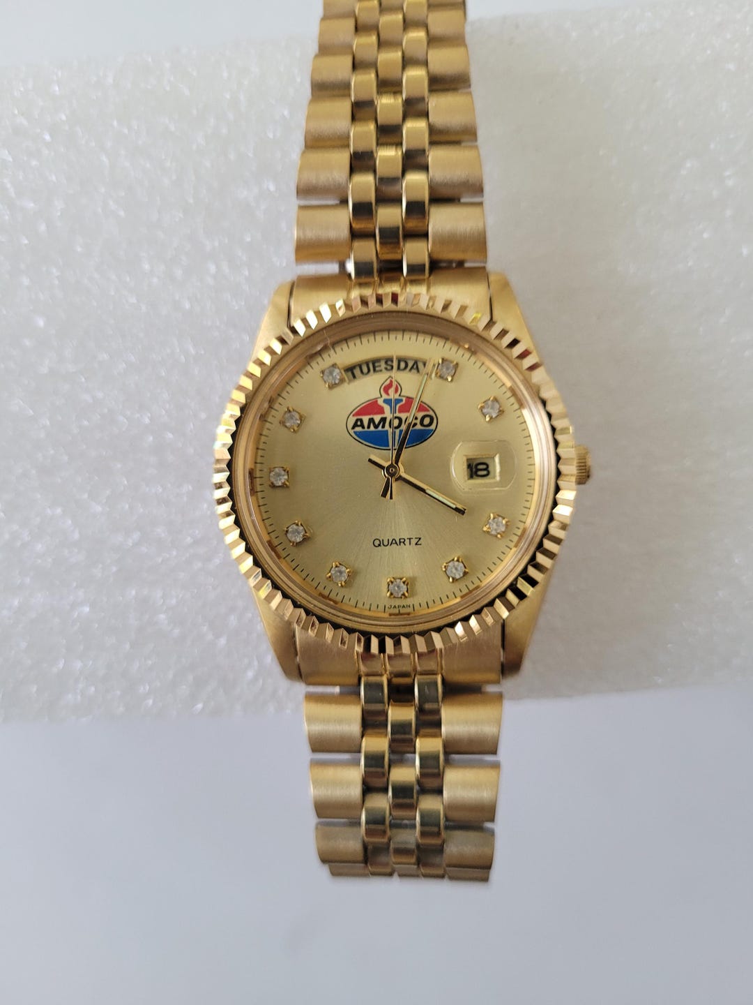 Vintage AMOCO Wrist Watch, Gold Toned Wrist Watch, AMOCO Emblem Wrist ...