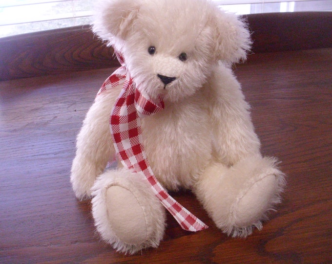 Handmade Artist Teddy Bear, White Teddy Bear, Jointed Teddy Bear, Hump ...