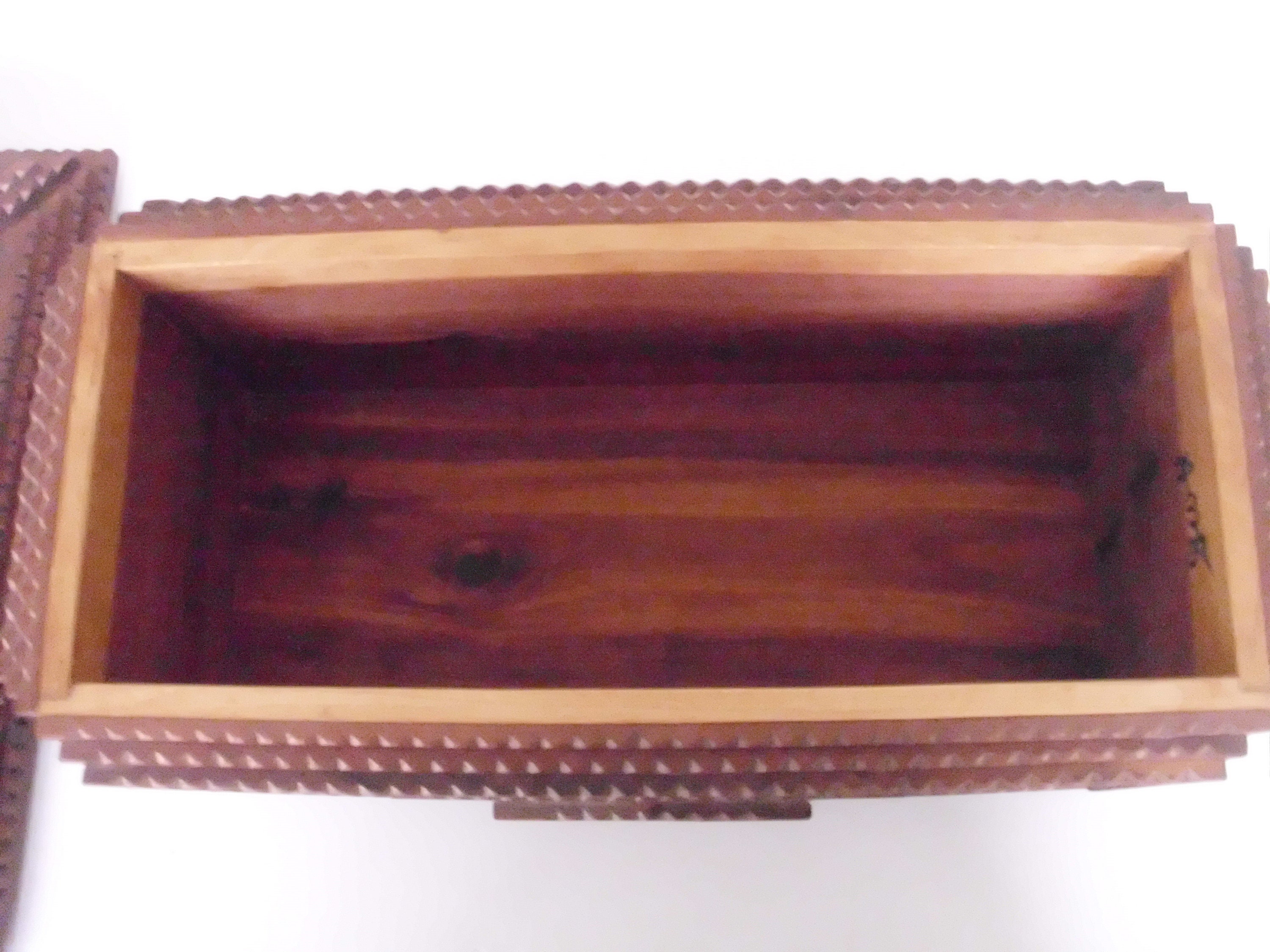 Hand Carved Wood Tramp Art Box Wood Jewelry Box Trinket Box | Etsy