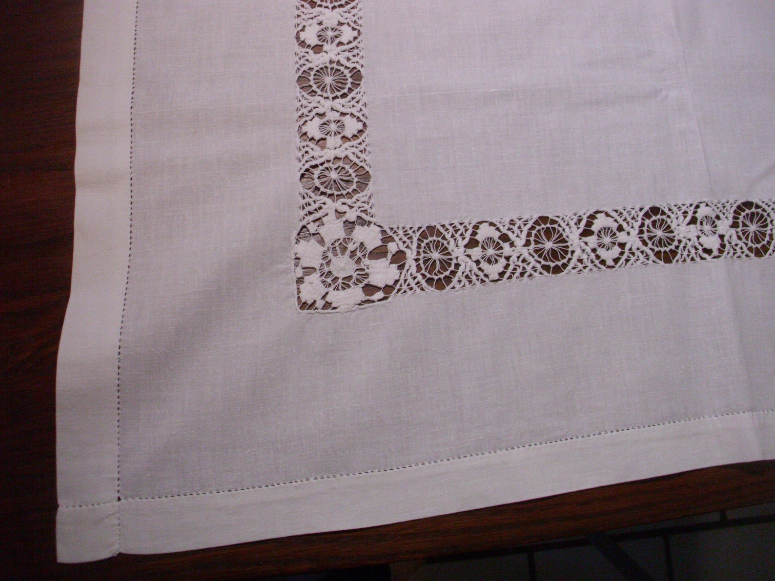 Vintage Linen Tablecloth, Drawn Work Tablecloth, Table Linens, Large ...