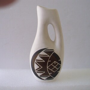 Vintage Sioux Wedding Vase, Sioux Pottery, White and Brown Pottery ...