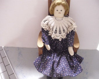 Folk Art Doll, Handmade Doll, Cloth Doll, Sawdust Head Doll, Primitive ...