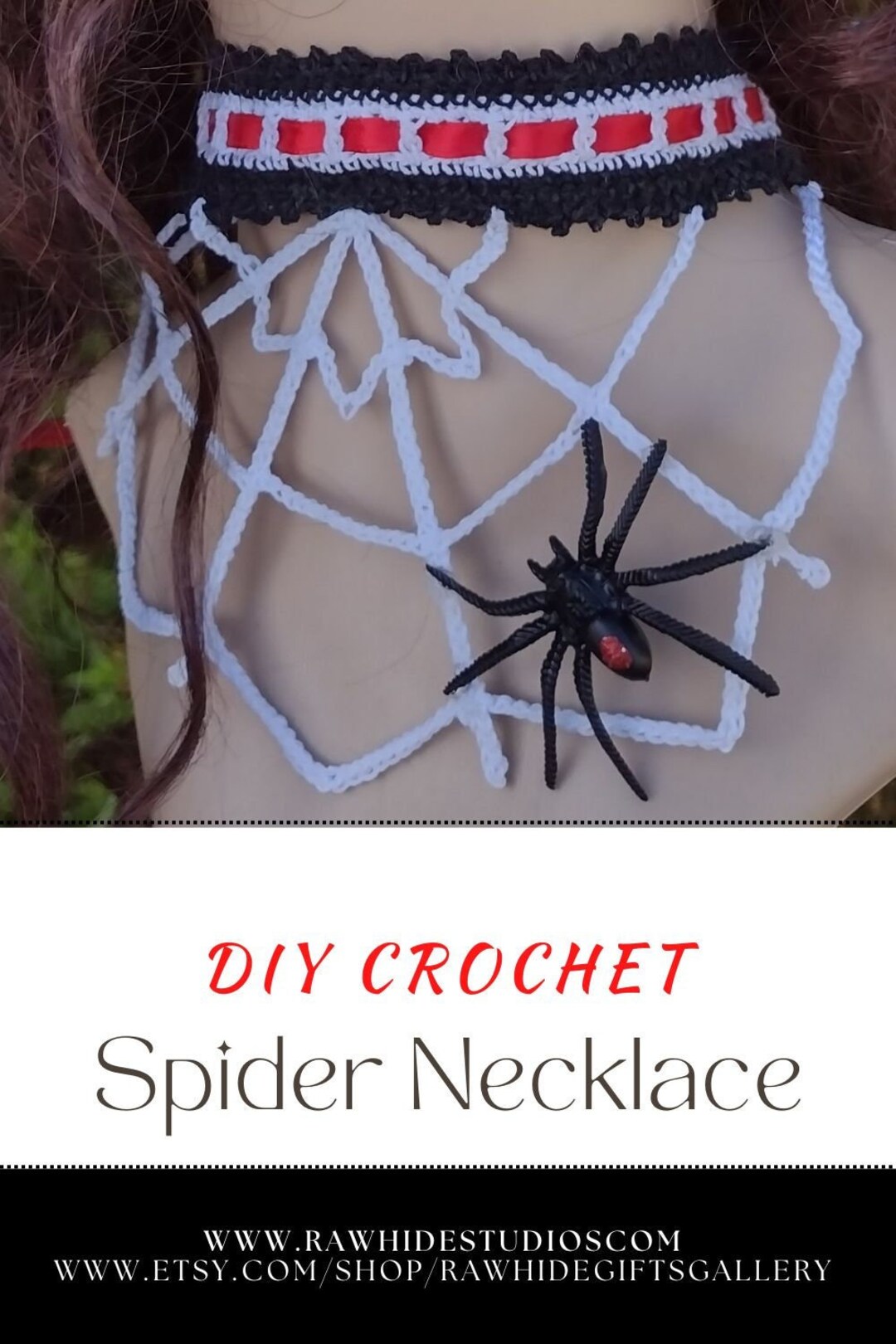 Spider Web Crochet Necklace Halloween, Steampunk, Costume; Easy DIY ...