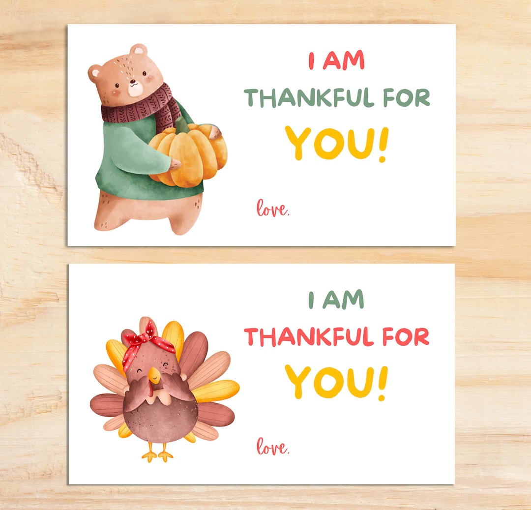 Thanksgiving Cards for Kids I Am Thankful for You Cards for - Etsy