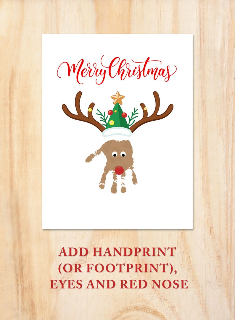Reindeer Christmas Handprint Art Kids Toddlers Baby Printable Reindeer ...