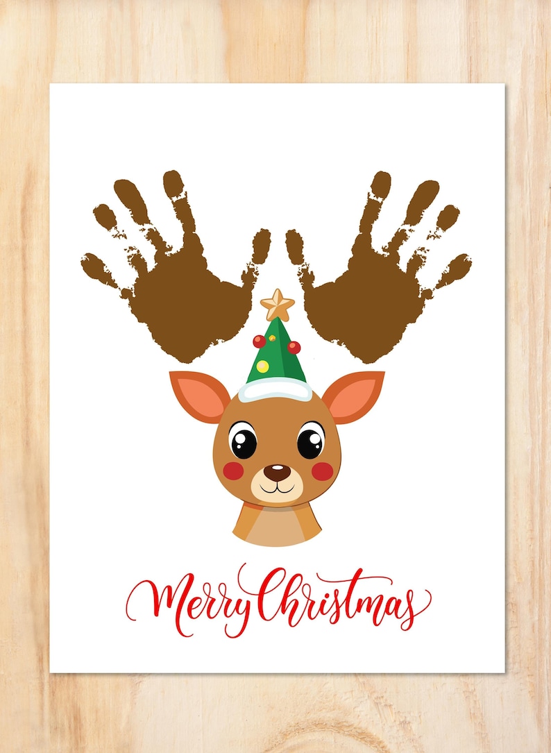 Printable Christmas Handprint Art, Christmas Reindeer Craft DIY ...