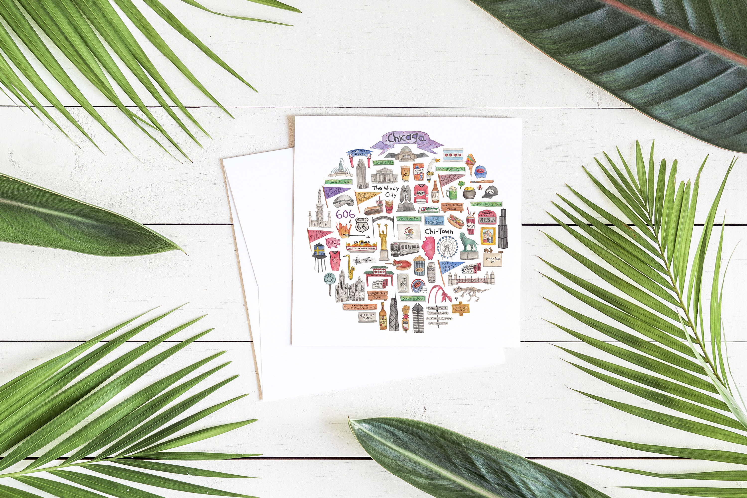 Chicago, IL Icon Watercolor Illustration - Etsy